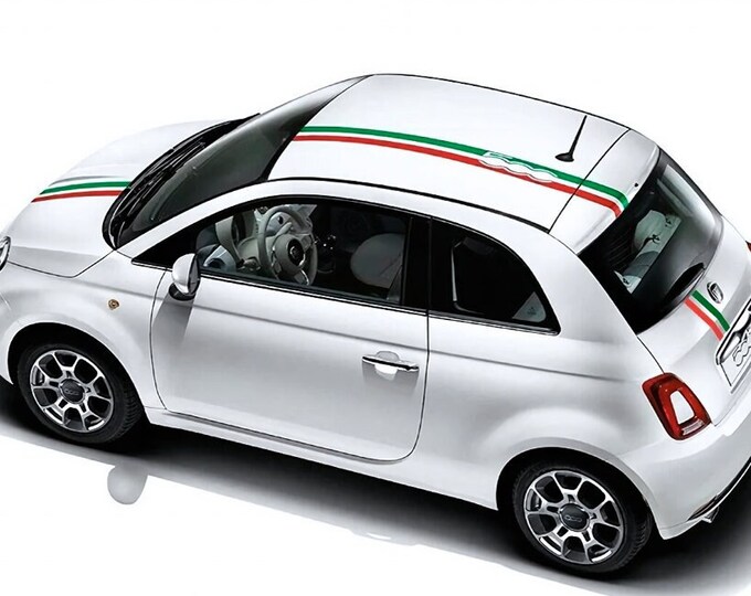 Fiat 500 Car Italian Flag Roof and Bonnet Stripes Graphic Sticker ...