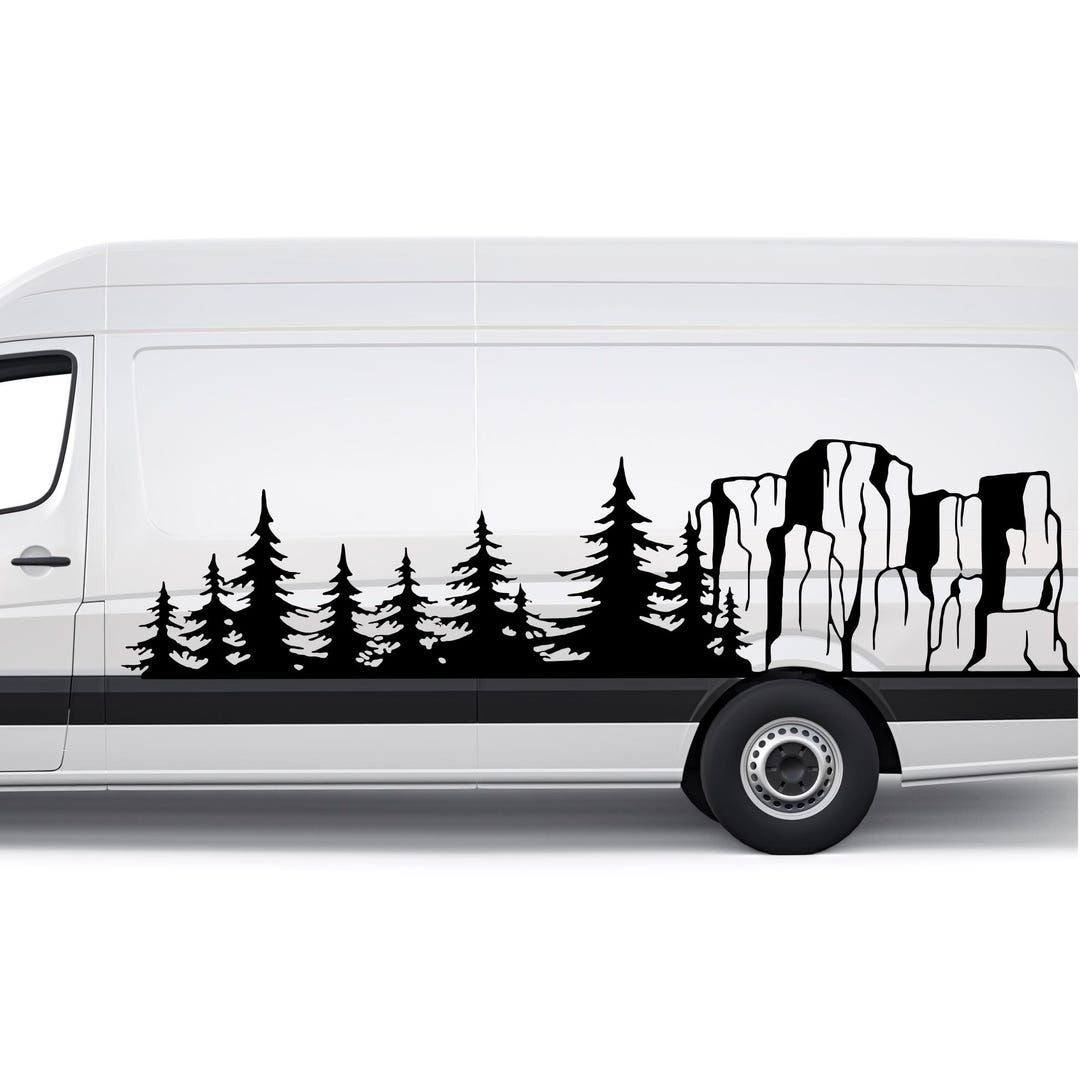 2 Pcs Set Tree Mountain Forest Graphics Car Decal Vinyl Sticker Trailer ...
