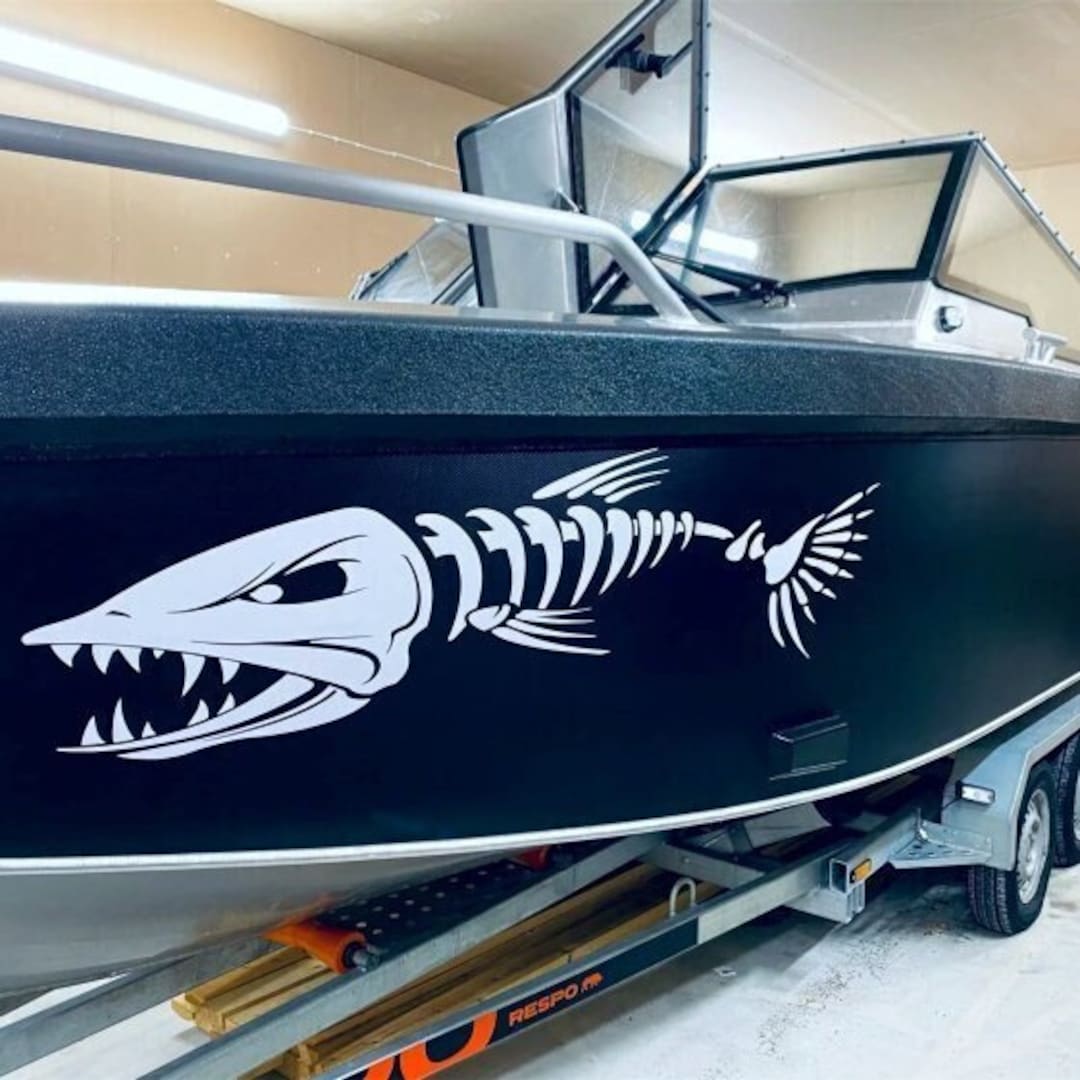 Set 2 Pcs Large Fish Bone Stickers Boat Body Decal Cruise | Mural Vinyl ...