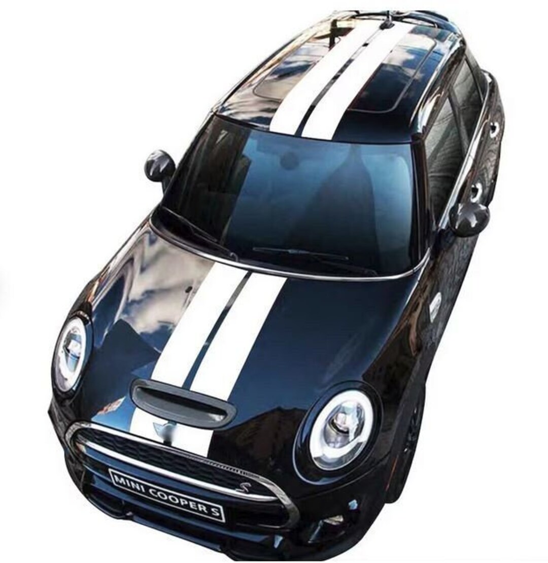 Set Mini Cooper Bonnet Stripes Graphics, Stripes for Hood, Roof and ...