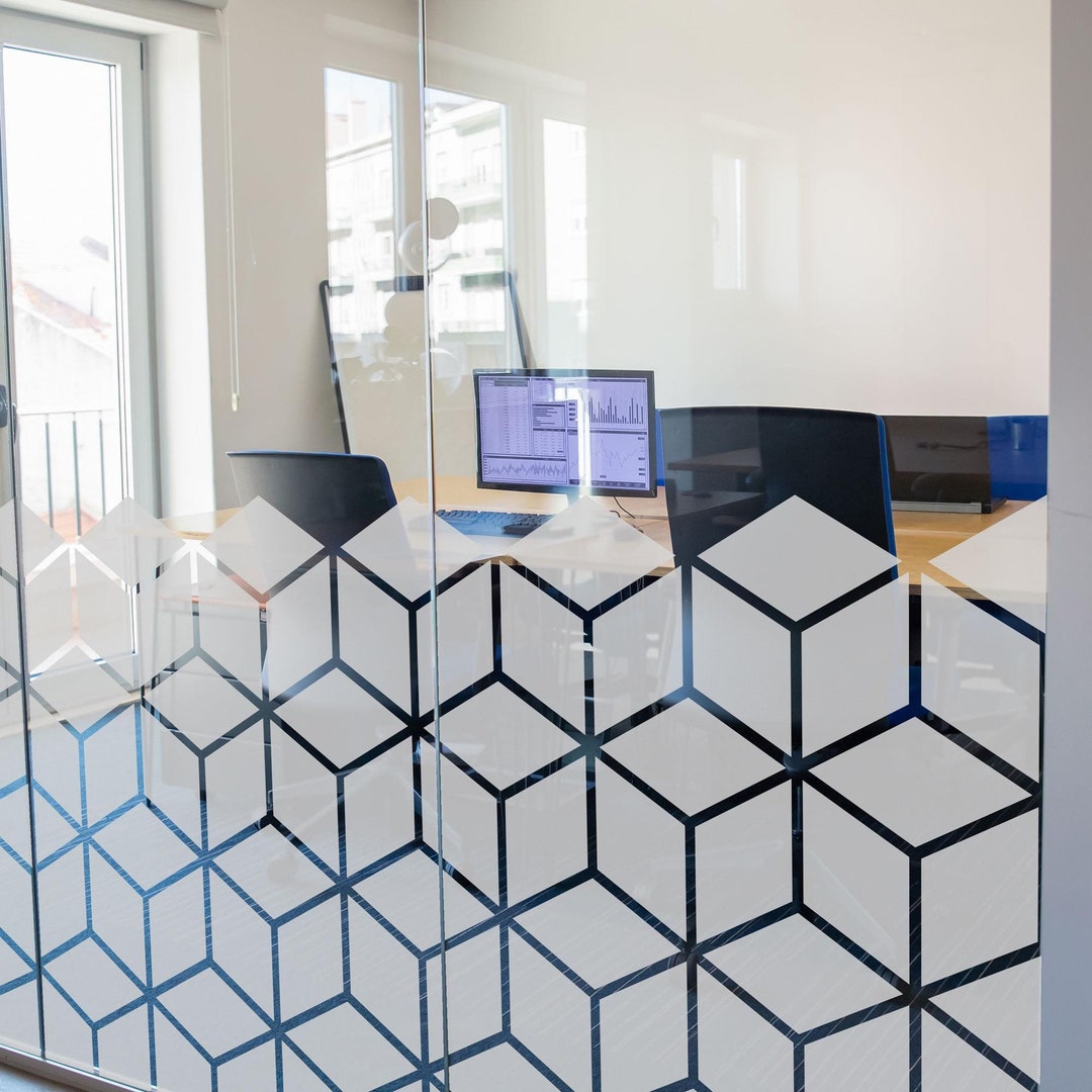 1 Pc Geometric Cubes Shape Sticker Window Film Privacy Color or Frosted ...