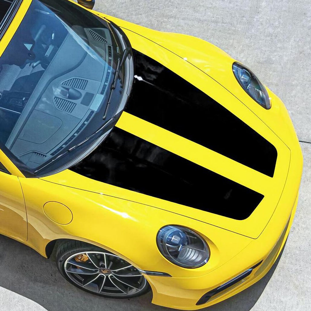 Set Dual Racing Sport Car Stripe Hood Engine Cover Stickers Vinyl ...