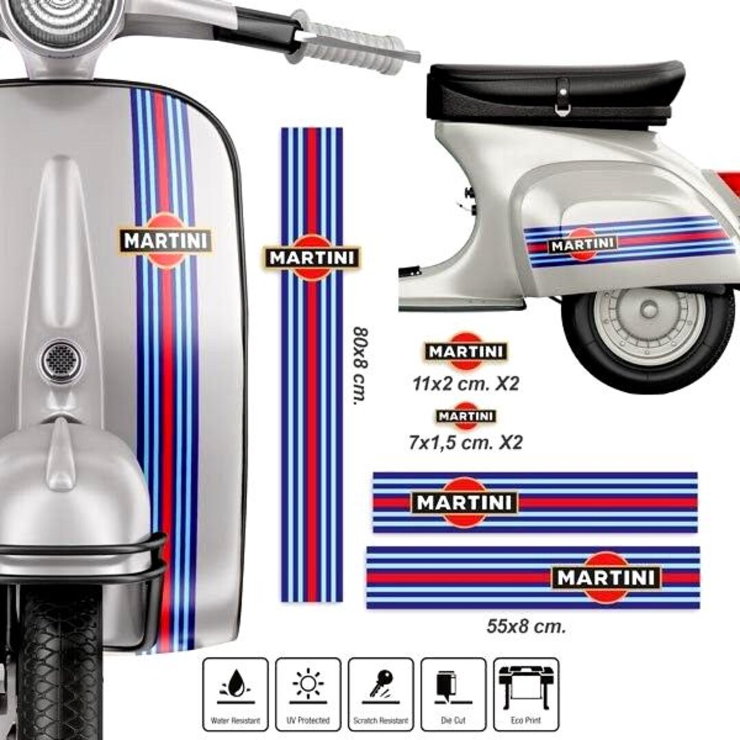 Set Adhesive Sticker for Vespa Martini Motorcycle Graphics | Moto ...