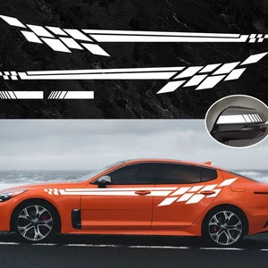 Kit 4 Pcs Car Racing Stripe Stickers for Vehicle Side Body | Both Side ...