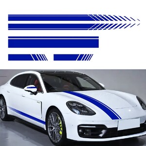 Set 5pcs Car Racing Auto Side Body Stickers Stripe Vinyl Hood Decals ...