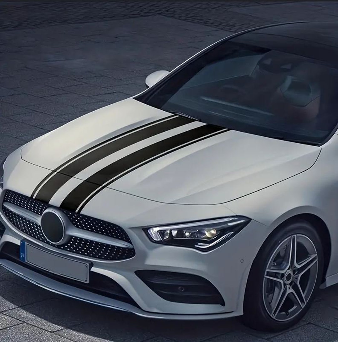 Set Car Hood Stripe Sticker Auto Racing Body Side Stripe Decal Skirt ...