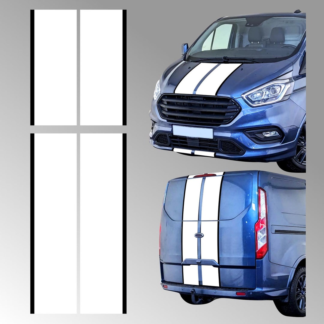 Set 2 Pcs Racing Stripes Stickers Front and Rear Bands Universal Sizes ...