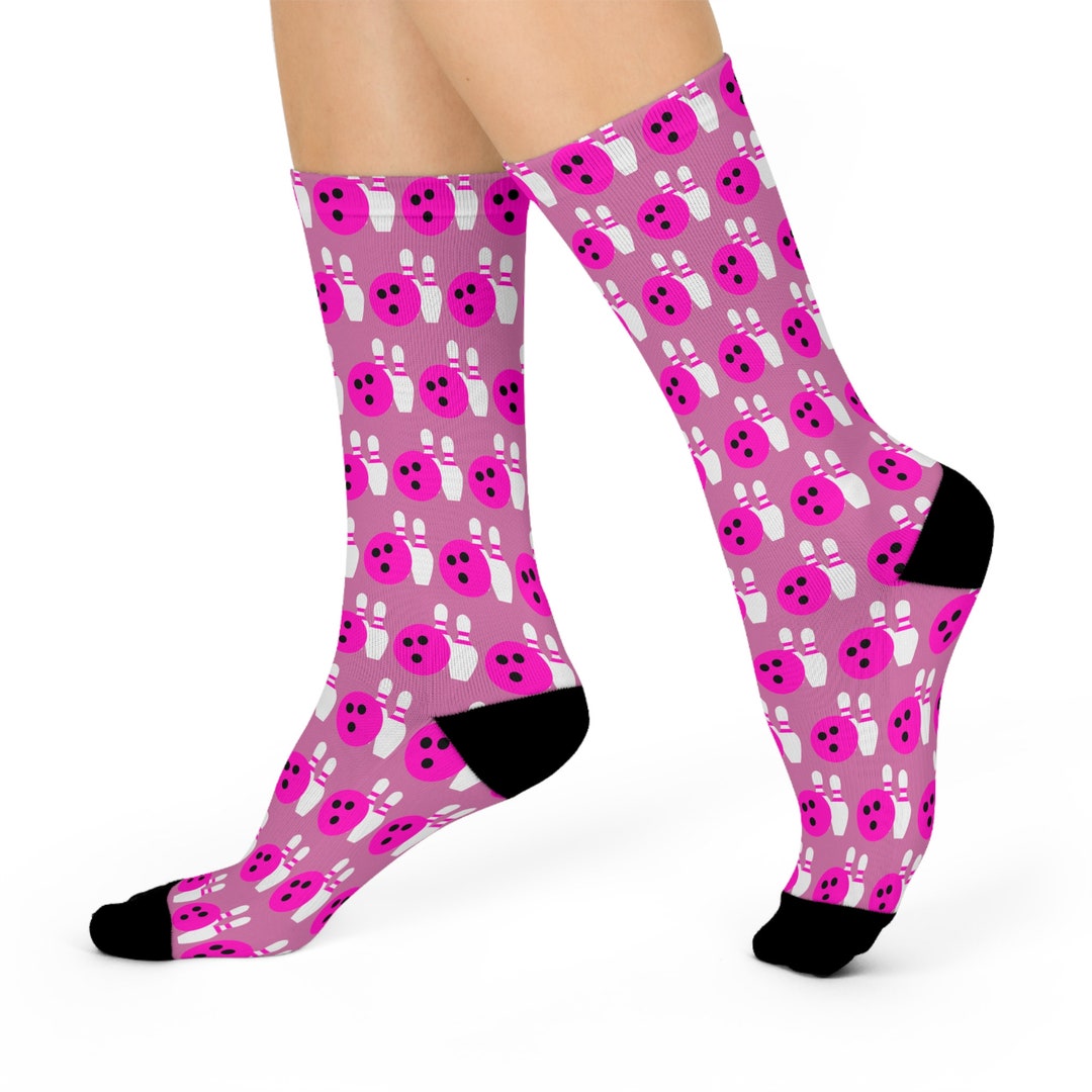 Pink Bowling Cushioned Crew Socks - Etsy