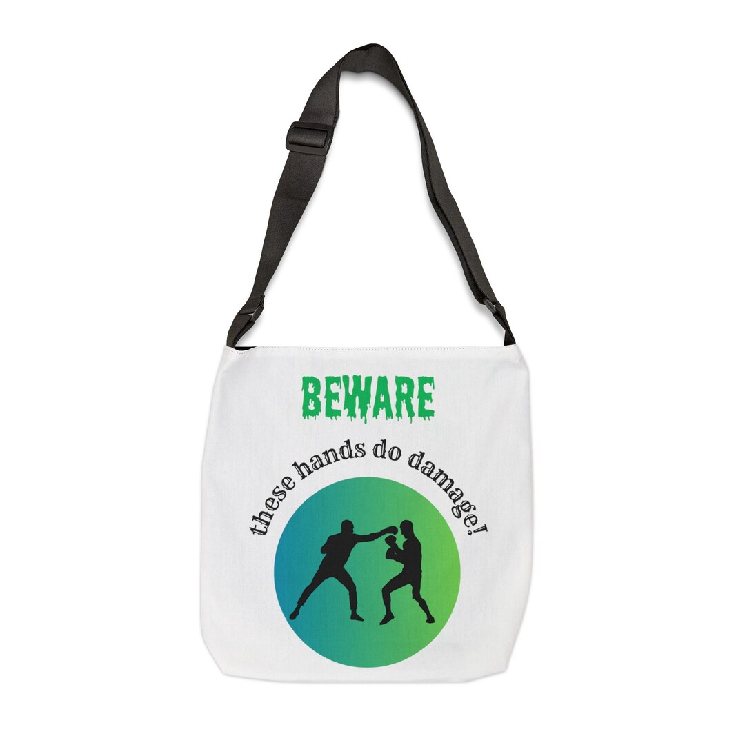 Beware These Hands Do Damage Bag (green/blue) Gradient - Etsy