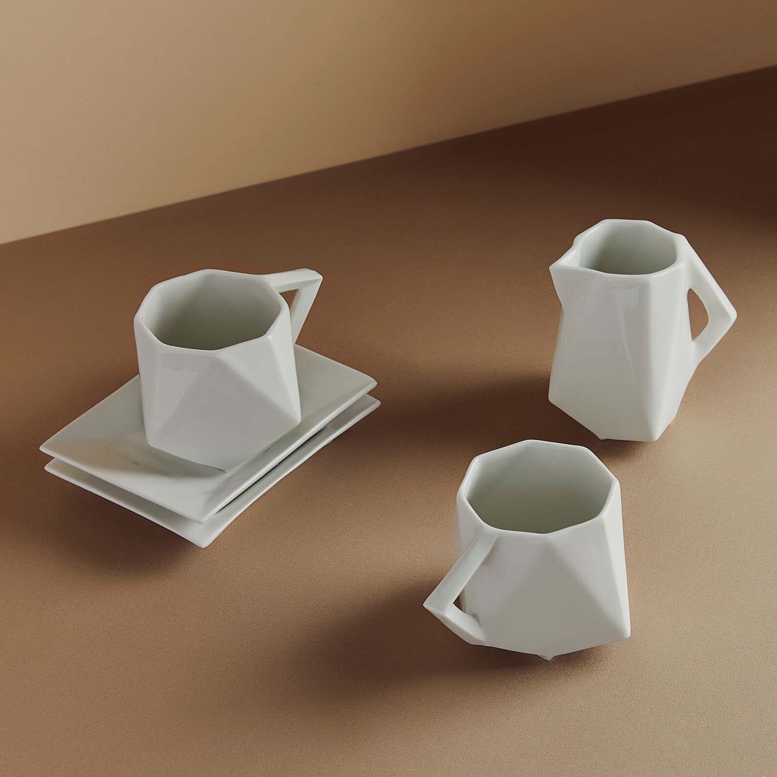 Handmade Mug Set, Double Espresso Cups and Milk Jug, Diamond Mugs and ...
