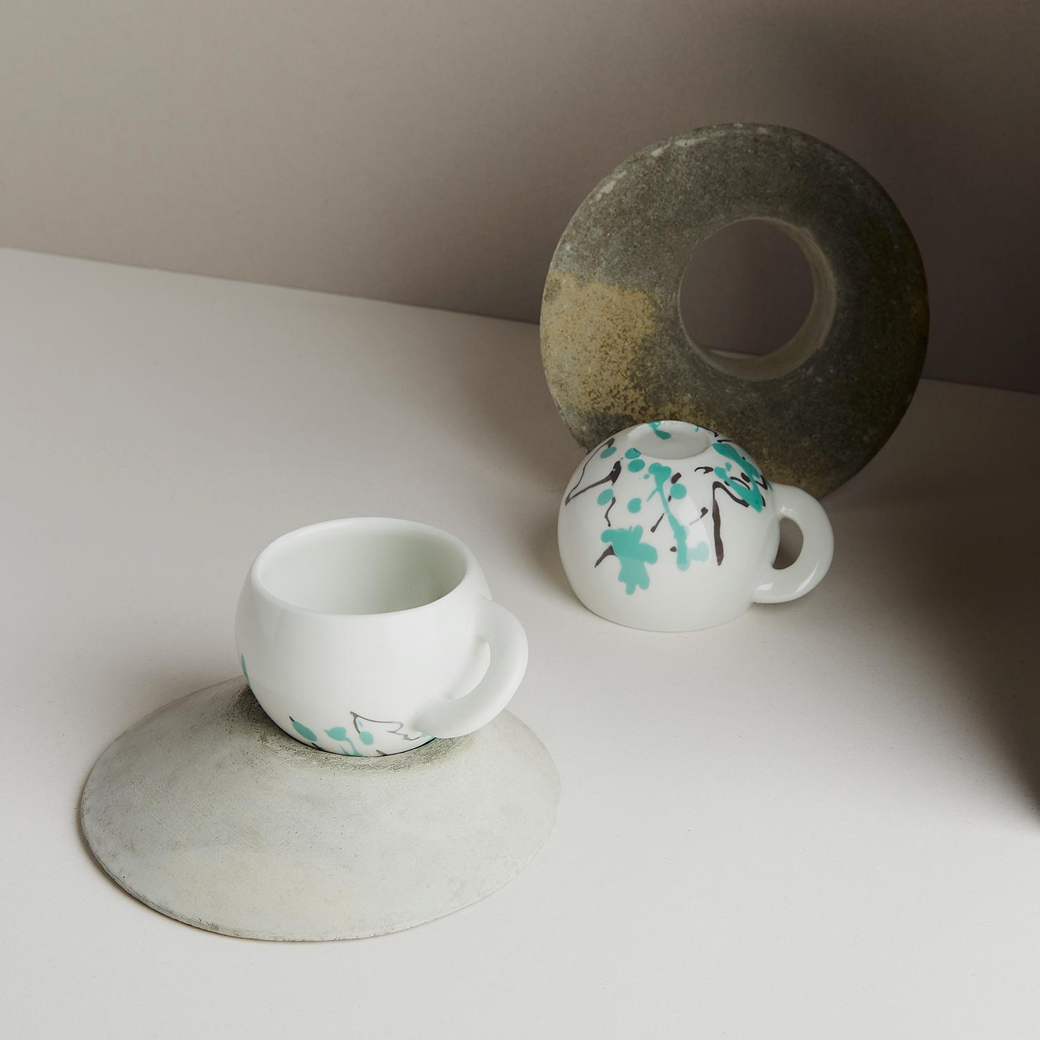Handmade Mug Set - Clear, Blue, Green, Red - Double Espresso Cups ...