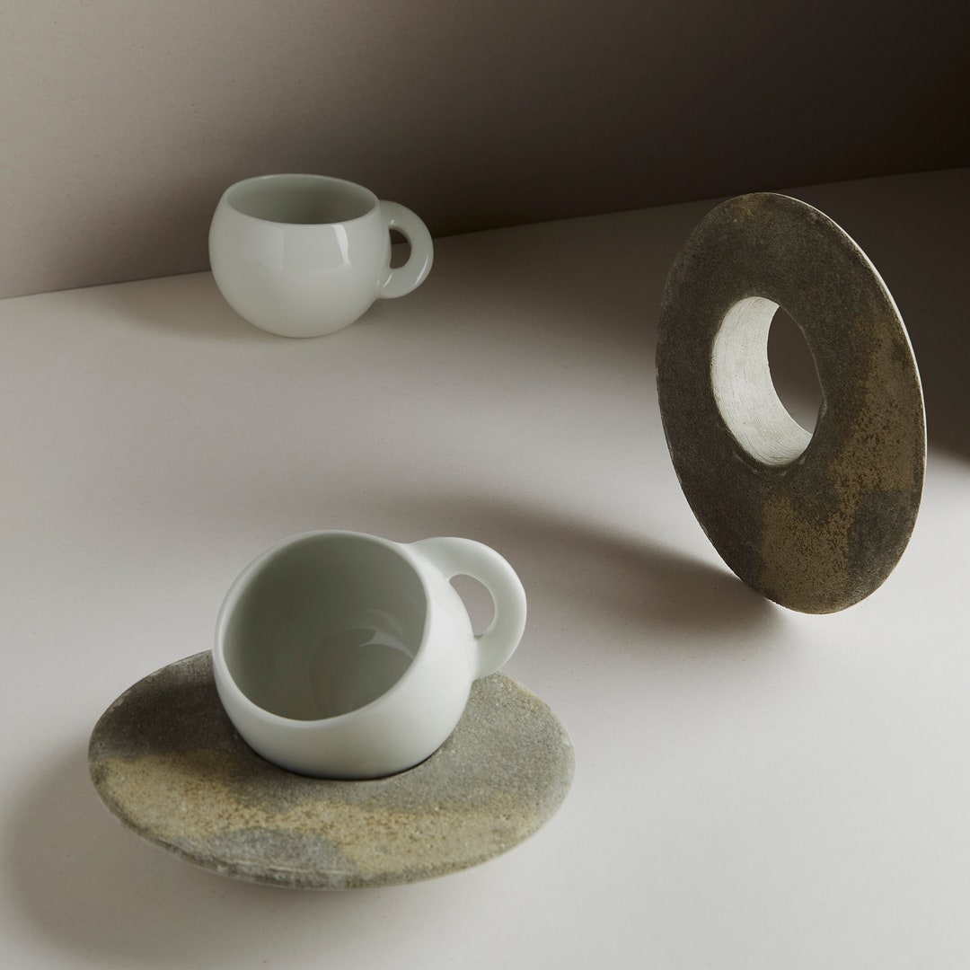 Handmade Mug Set, Double Espresso Cups, Planet Mugs Clear, Pottery Mugs ...