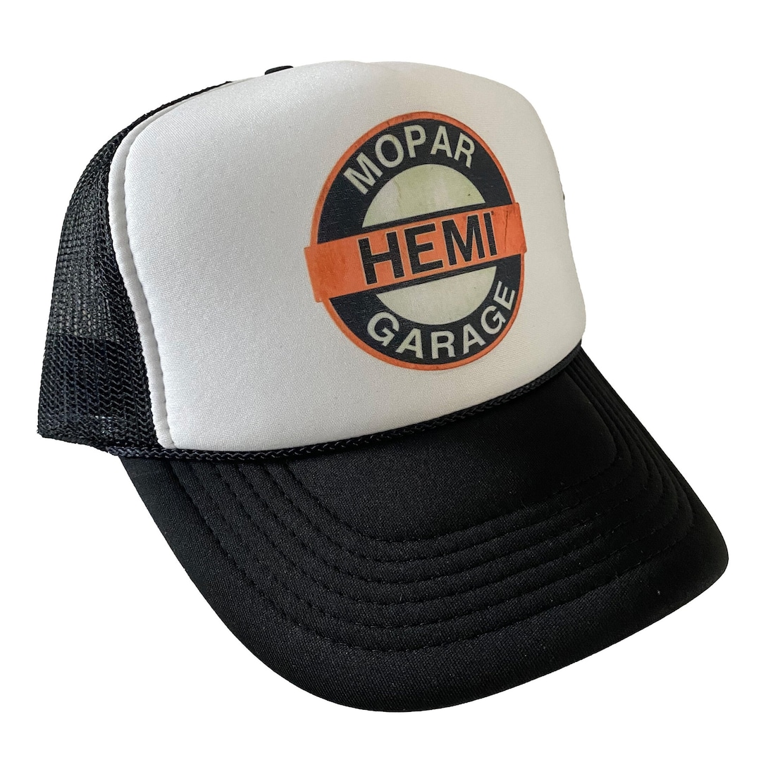 Mopar HEMI Trucker Hat Vintage Style Black Trendy Unisex Muscle Car One ...