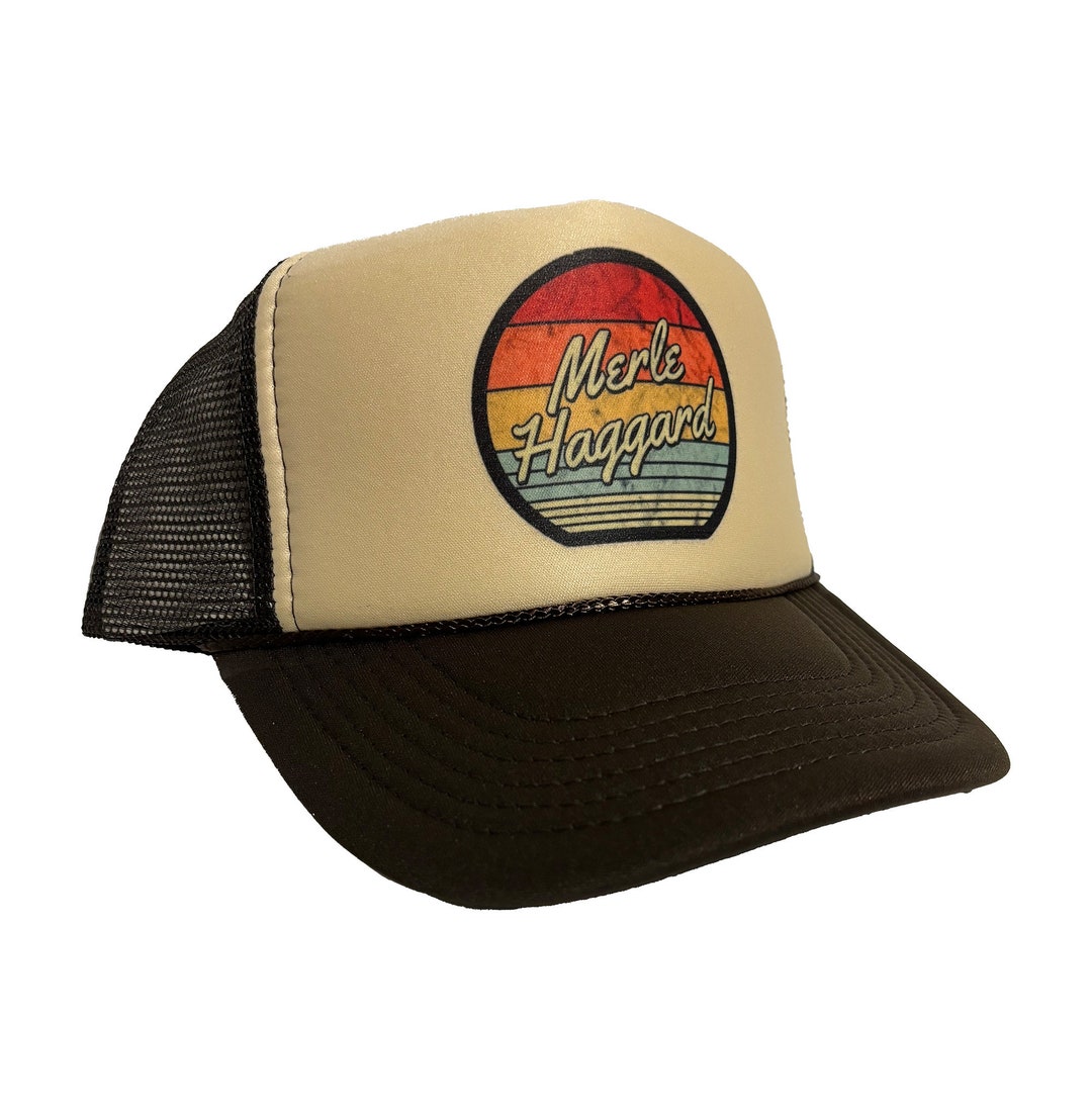 Merle Haggard Trucker Hat Vintage Style Tan and Brown Foam Mesh ...