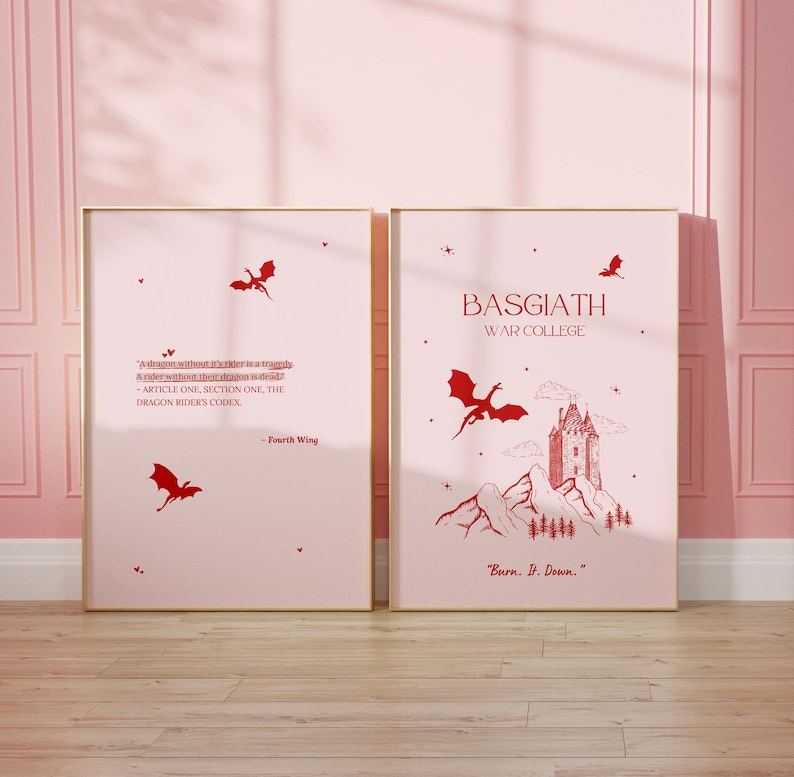 FOURTH WING Digital Prints Set of 2 Digital Posters Book Quotes Print ...