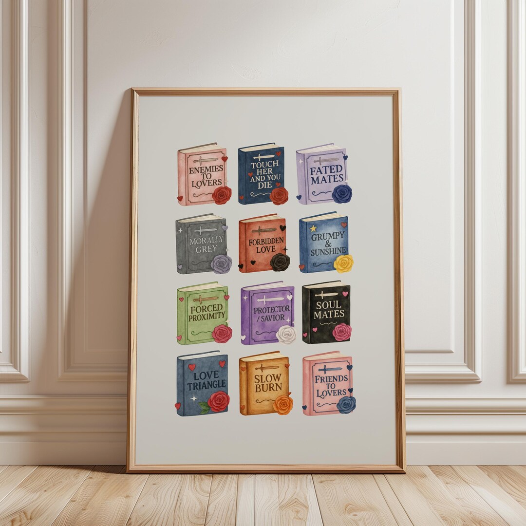 Romantasy Tropes Digital Print | Book Lover Wall Art | Bookish Quote ...