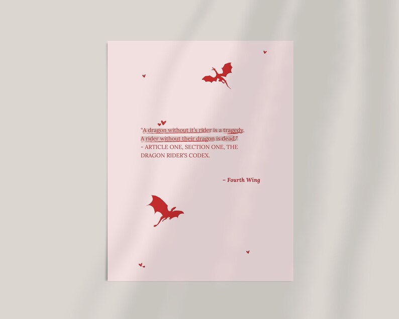 FOURTH WING Digital Prints Set of 2 Digital Posters Book Quotes Print ...