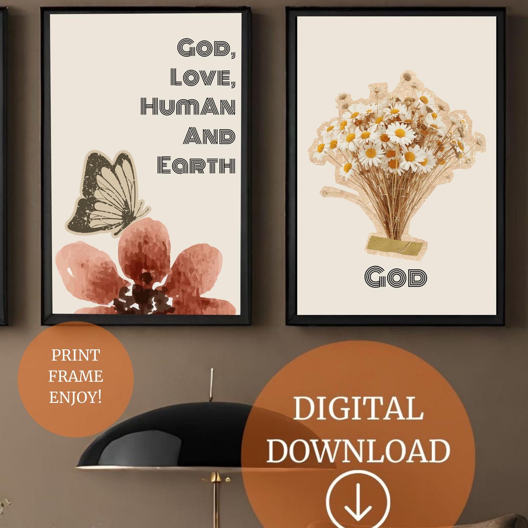 Retro Floral Wall Art Set | 7 Printable Vintage Flower Posters ...