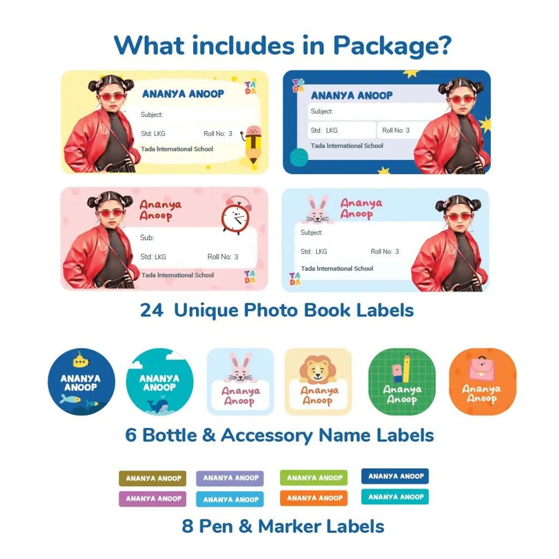 Cartoonish Photo Name Slips / Cartoonish Photo Book Labels for Kids ...