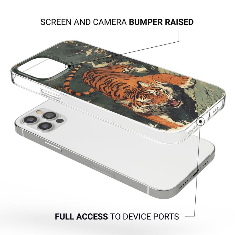 Tiger Phone Case Jungle Wildlife Nature Cover for iPhone 16, 15, 14, 13 ...