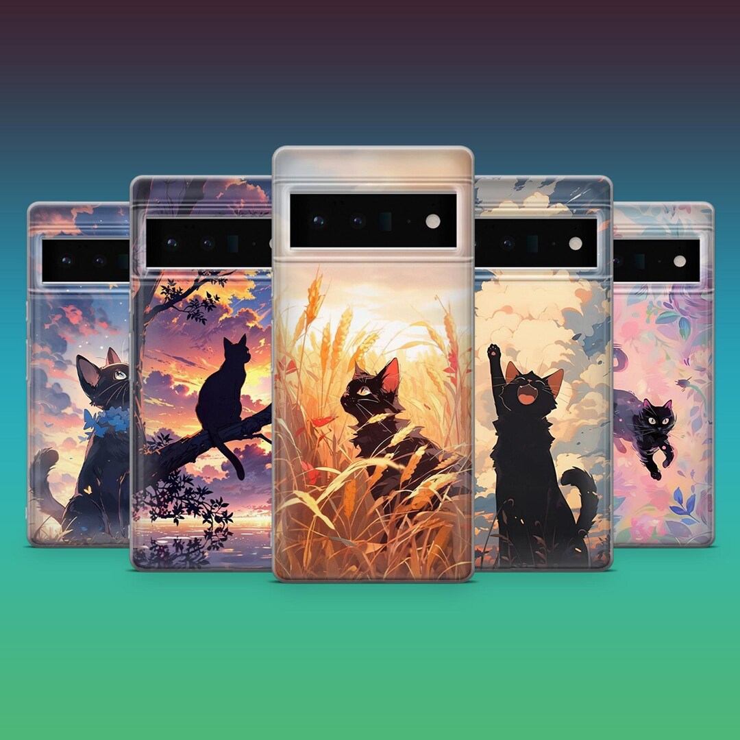 Black Cat Phone Case Kawaii Cute Cat Cover for Google Pixel 9pro, 8A ...