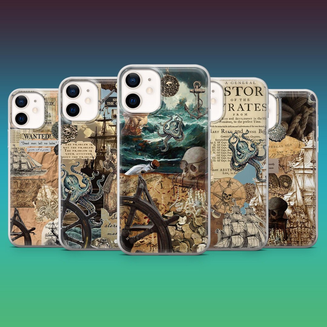 Pirate Phone Case Vintage Skulls Aesthetic Cover for iPhone 16, 15, 14 ...