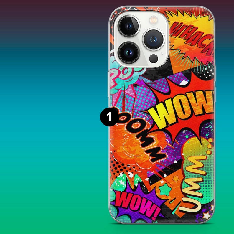 Comic Book Phone Case Pop Art Illustration Cover for iPhone 16, 15, 14 ...