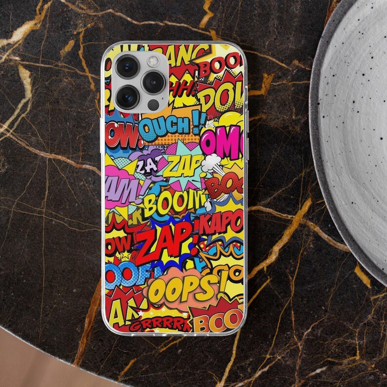 Comic Book Phone Case Pop Art Illustration Cover for iPhone 16, 15, 14 ...