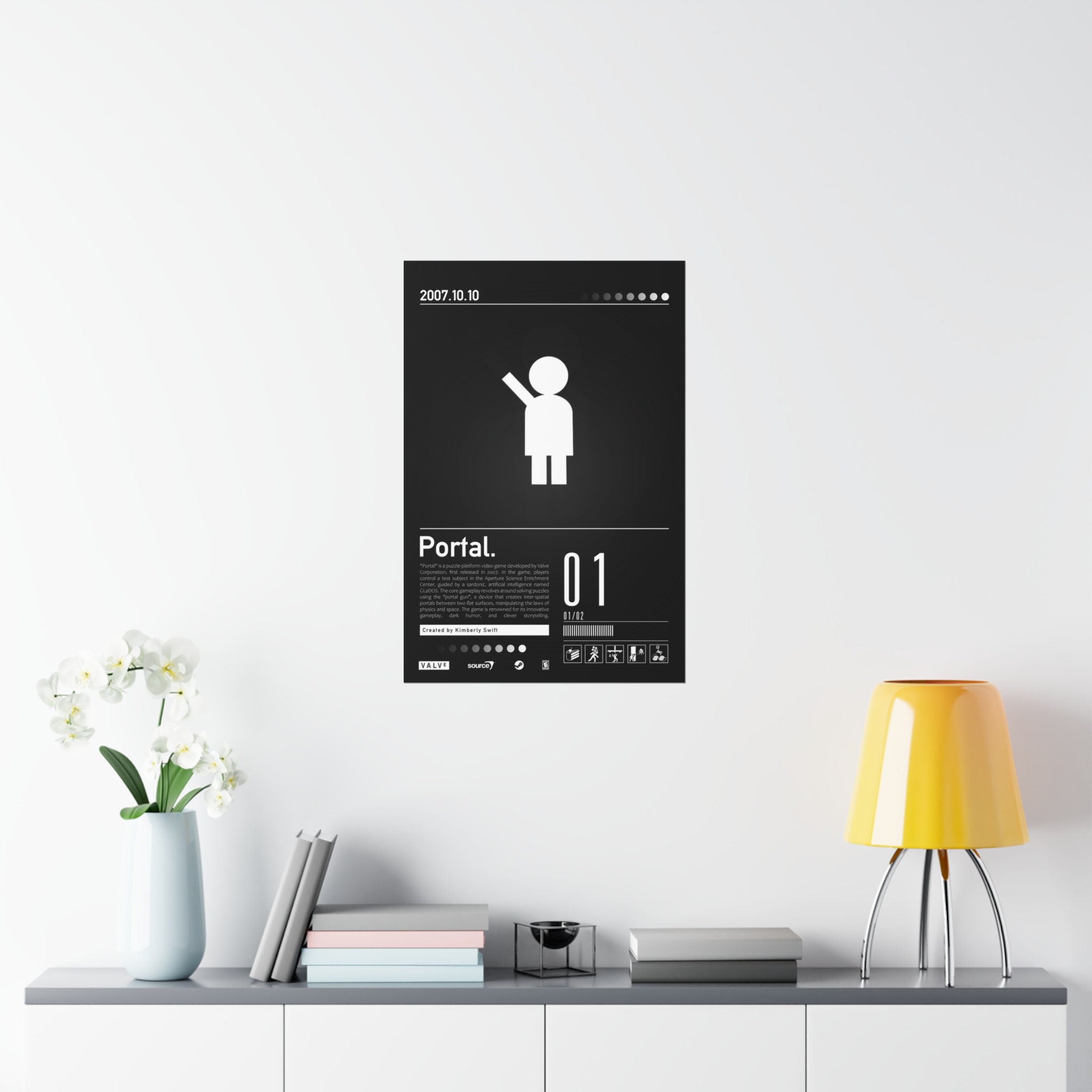 Portal, Bendy Poster Print Minimalist Game Poster Gaming Decor Wall ...