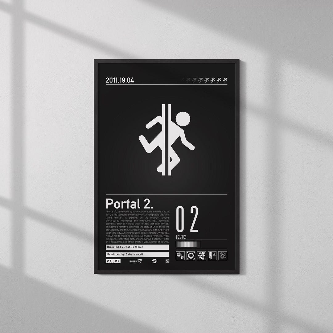 Portal 2 Poster Print Minimalist Game Poster Gaming Decor Wall Decor ...