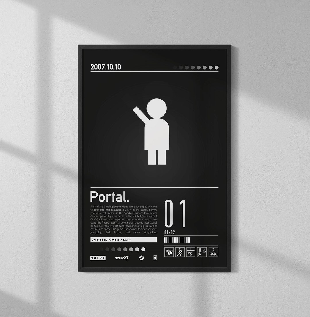 Portal, Bendy Poster Print Minimalist Game Poster Gaming Decor Wall ...