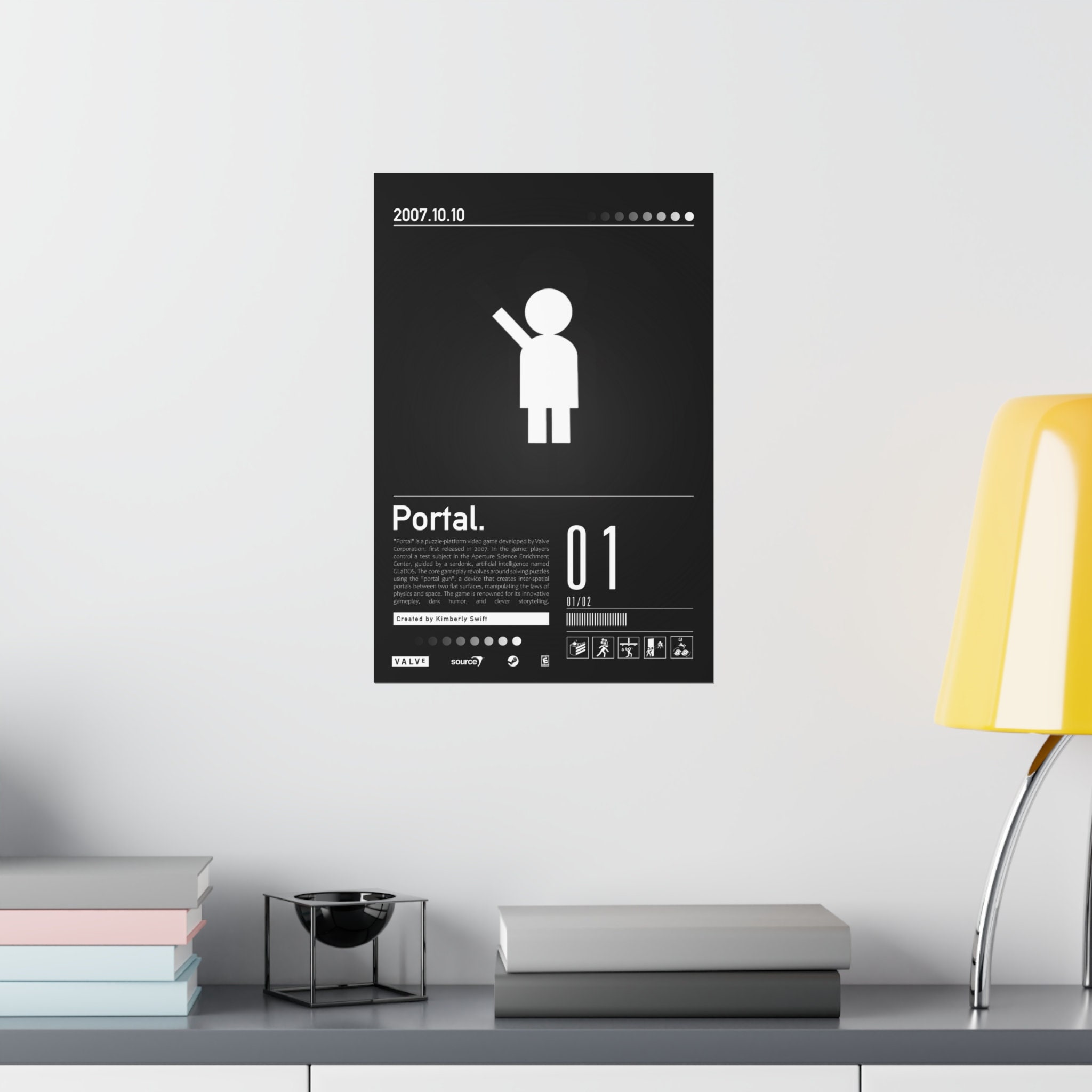 Portal, Bendy Poster Print Minimalist Game Poster Gaming Decor Wall ...