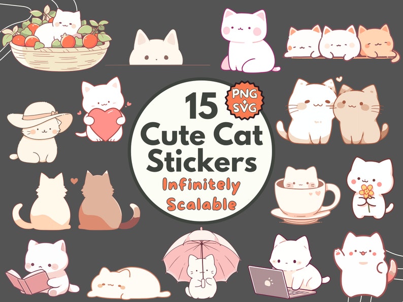 Anime Kawaii Cat Png, Kawaii Cat Svg Clipart Bundle, Kawaii Cat Cricut ...