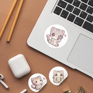 Cute Kawaii Cat Stickers Pack 15 Digital Cat Decals, Kitten Prints ...