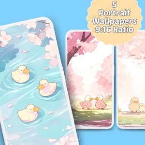 Flower Duck Wallpaper for Desktop and Mobile, Aesthetic Sakura Blossom ...