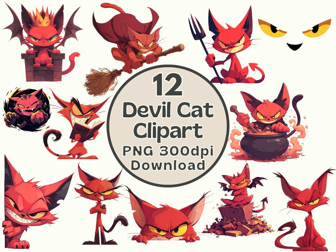 Funnycats PNG, Satanic Cats, Devil Cat, Witchcraft Cat PNG, Cat Clipart ...