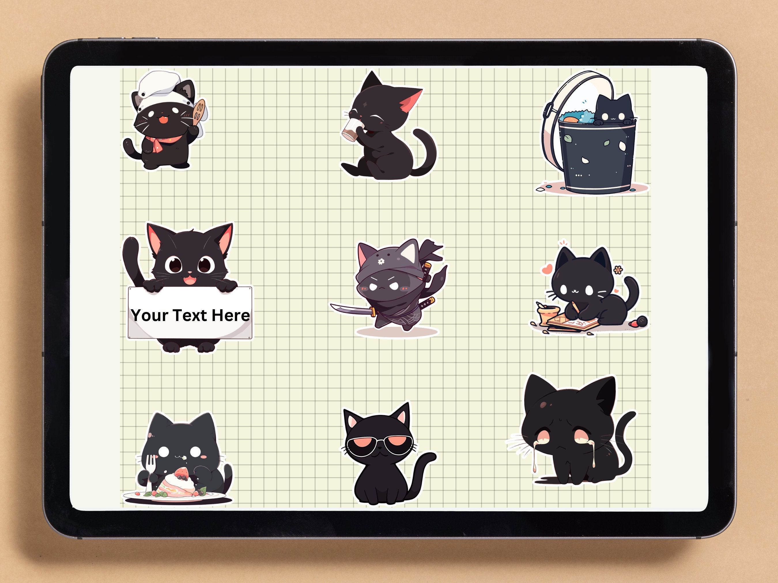 Cute Cat Stickers, Anime Cat, Goodnotes Cat Stickers, Kawaii Cat Bundle ...
