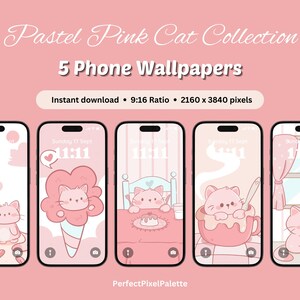 Pastel Pink Cat Wallpapers | Cute Aesthetic Cat iPhone Backgrounds ...
