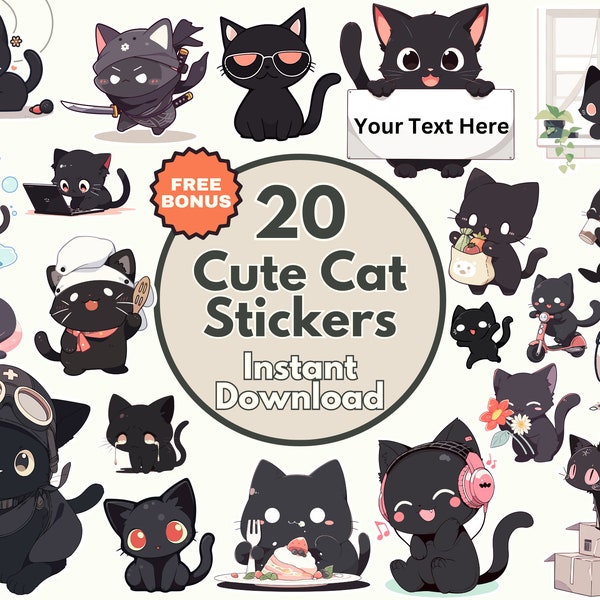 Stickers de gato - Etsy México