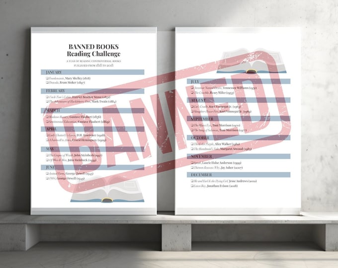 Banned Books Reading Checklist Book Tracker Novels 2025 Bookshelf ...