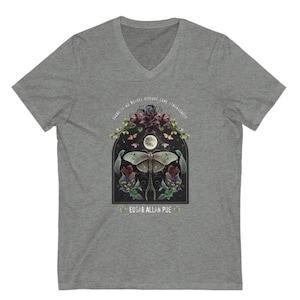 Edgar Allen Poe V Neck Shirt, Dark Academia Bookish Gift for Her, Night ...