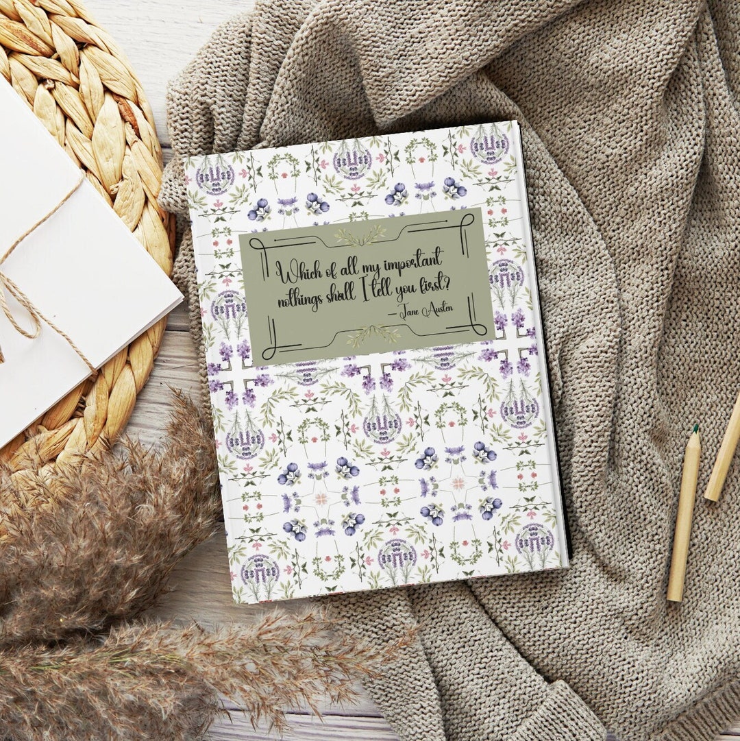 Jane Austen Floral Notebook, Austen Reader Gift, Botanical Cottagecore ...