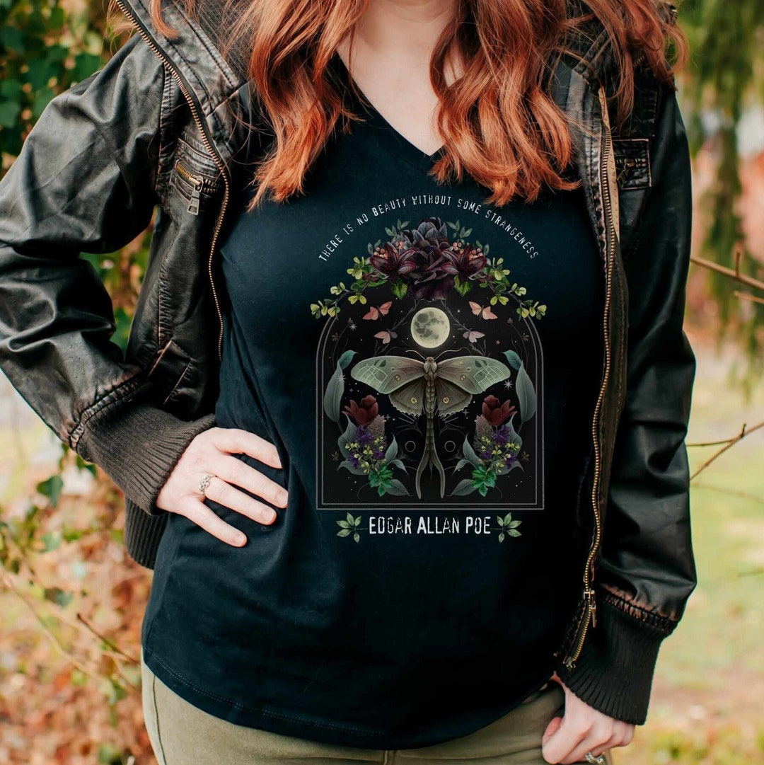 Edgar Allen Poe V Neck Shirt, Dark Academia Bookish Gift for Her, Night ...