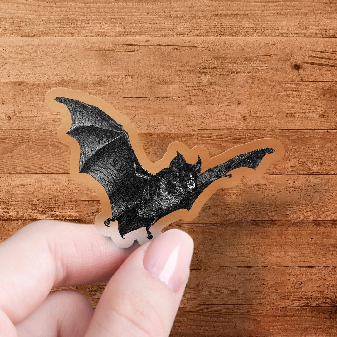 Black Bat Sticker, Waterproof Vinyl Easy Peel Sticker, Vintage ...