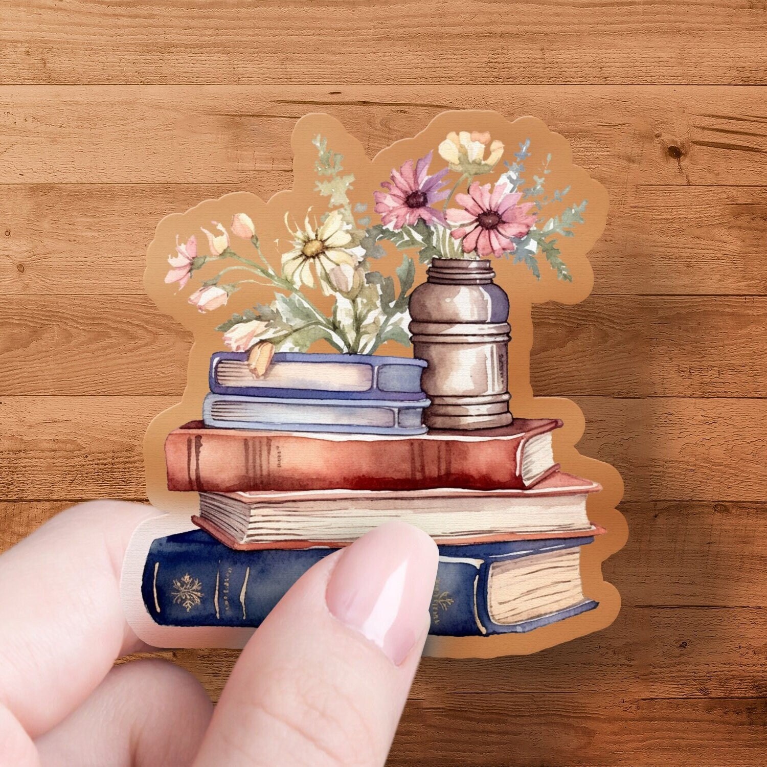 Vinyl Bookstack Sticker, Easy Peel Sticker Cottagecore Sticker, - Etsy