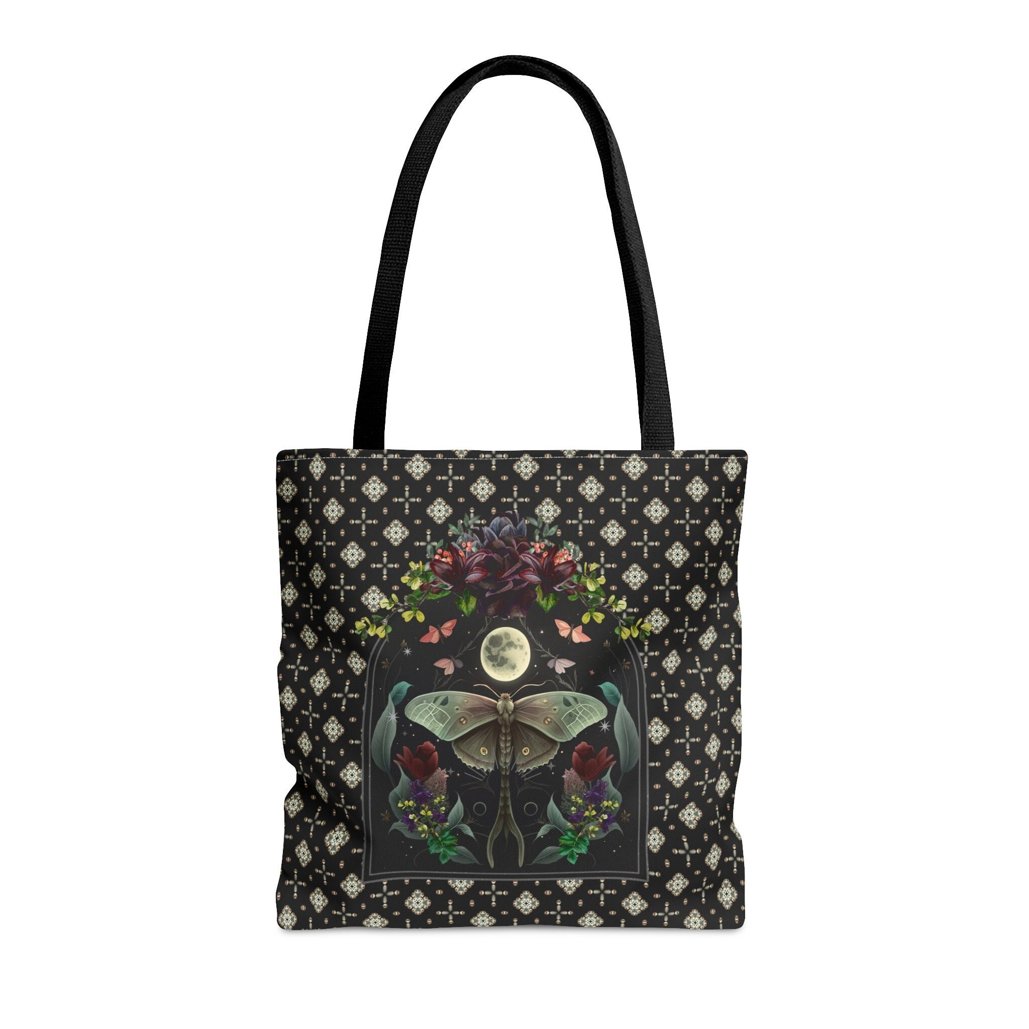 Lunar Moth Night Garden Tote Bag, Celestial Moon Goth Aesthetic Gift ...