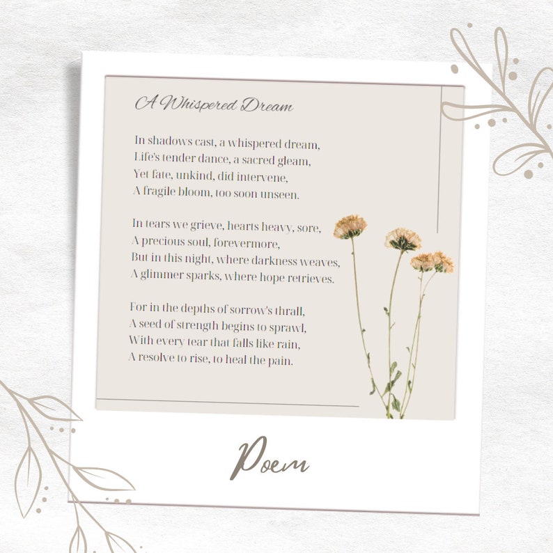 Baby Loss Poem, Pregnancy Loss Gift, Miscarriage Poem, Miscarriage ...
