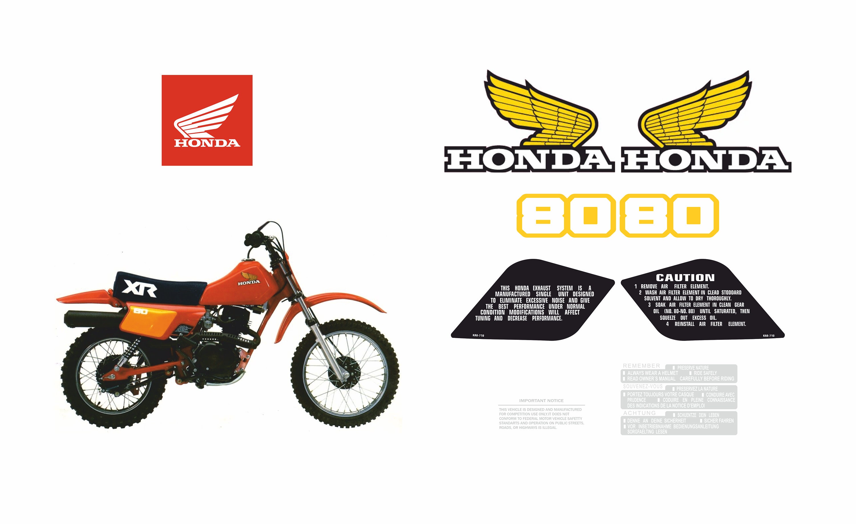 HONDA XR80 1979 to 1986 Decal Sticker - Etsy