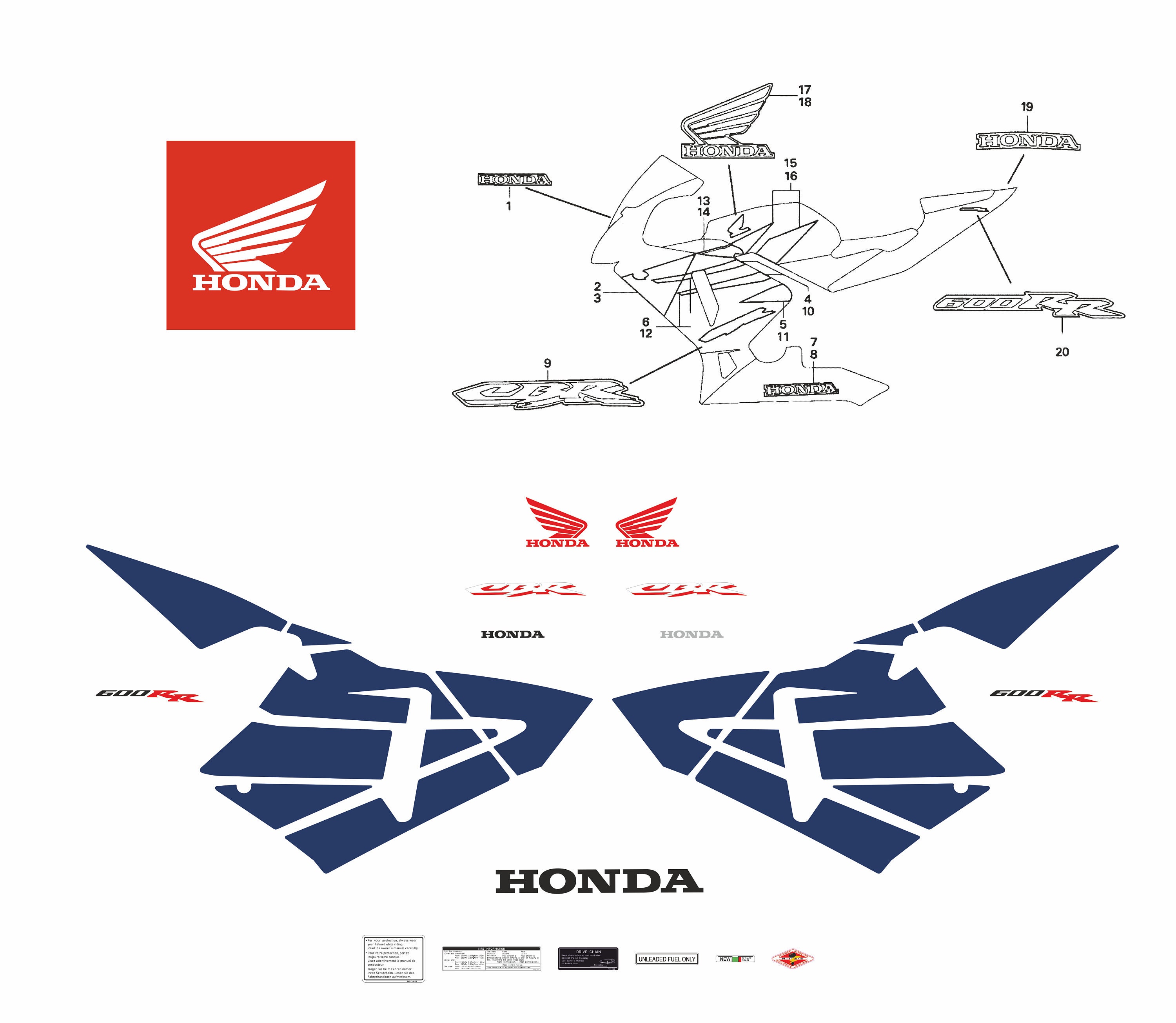 Honda CBR 600 RR Stickers Decal Kit - Etsy