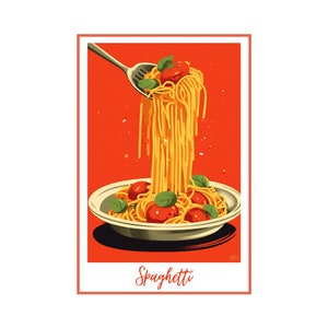 Food Poster, Spaghetti, Italy, Wall Art, Illustration, Decoration, Gift ...